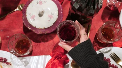 Formal dinner party, top-down point of v... | Stock Video | Pond5