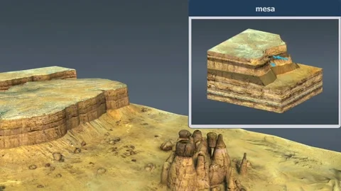 Formation of mesa in aeolian landforms i... | Stock Video | Pond5