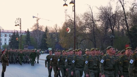 The formation of the Russian military in... | Stock Video | Pond5