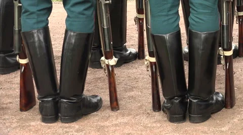 Formation of soldiers. Boots, rifle butt... | Stock Video | Pond5