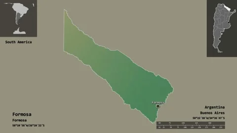 Formosa location. Argentina. Relief map | Stock Video | Pond5
