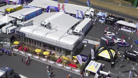 Formula One racing paddock, view of race... | Stock Video | Pond5