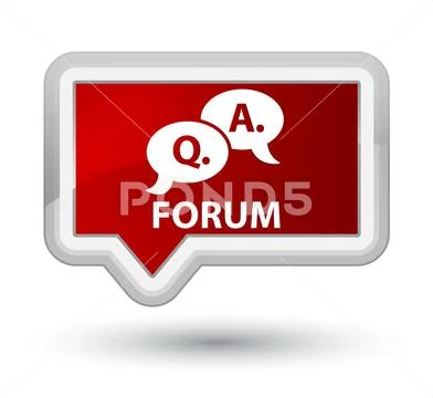 Forum (question answer bubble icon) prime red banner button: Graphic ...