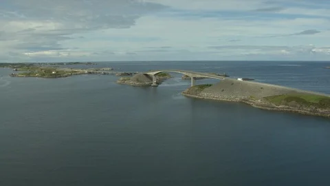 Forward aerial view of the Atlantic Road... | Stock Video | Pond5