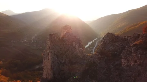Forward drone shot towards a cross on to... | Stock Video | Pond5