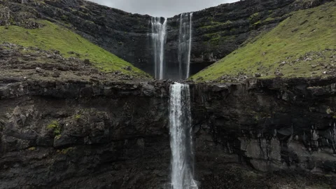 Fossa waterfall: aerial tour over the th... | Stock Video | Pond5