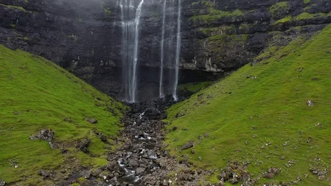 Fossá Waterfall, tallest waterfall in F... | Stock Video | Pond5