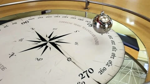 Foucault pendulum swinging on a compass ... | Stock Video | Pond5