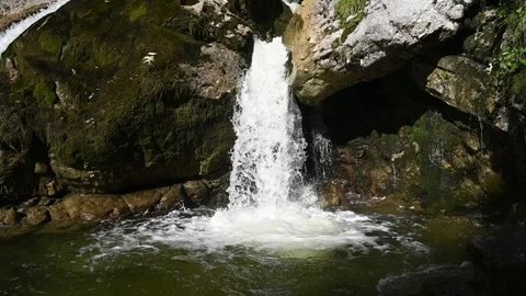 Fountain of a double waterfalls splashes... | Stock Video | Pond5