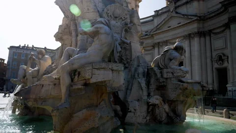 Fountain of four rivers,that depicts god... | Stock Video | Pond5