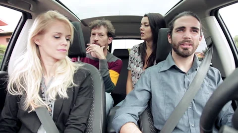 Four angry people in car fighting strong... | Stock Video | Pond5
