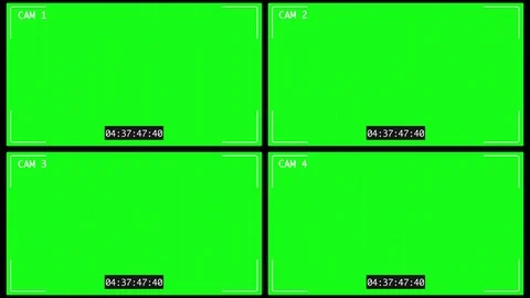 Four CCTV monitor display with scan line... | Stock Video | Pond5