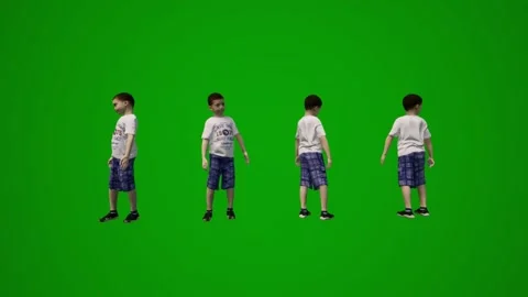 Four missing boys on green screen waitin... | Stock Video | Pond5
