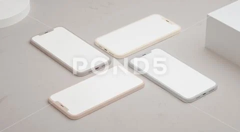 Four mobile phones mockup for app ui ux concept and design in 3D ...