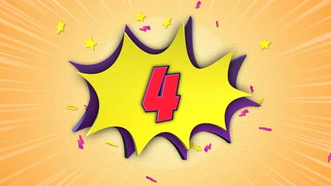 Four Number Comic Text Animation, with A... | Stock Video | Pond5