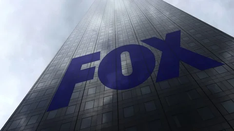 Fox Broadcasting Company logo on a skysc... | Stock Video | Pond5