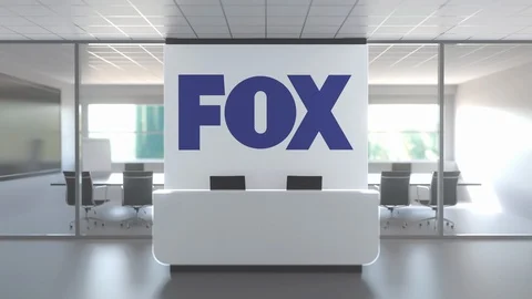 FOX CORPORATION logo above reception des... | Stock Video | Pond5