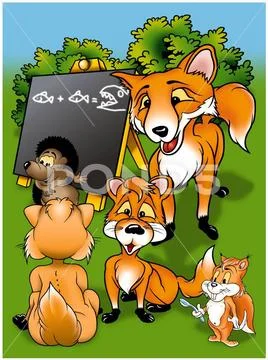 Foxes in School Foxes in School - Cartoon Illustration, Bitmap ...