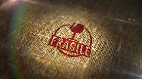 Fragile sign stamp on linen sack loop an... | Stock Video | Pond5