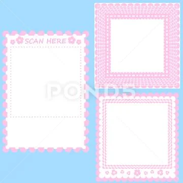 Frame border square qr code scan for retail shop cherry blossom cute ...