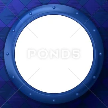 Frame round porthole on blue background: Graphic #12237685