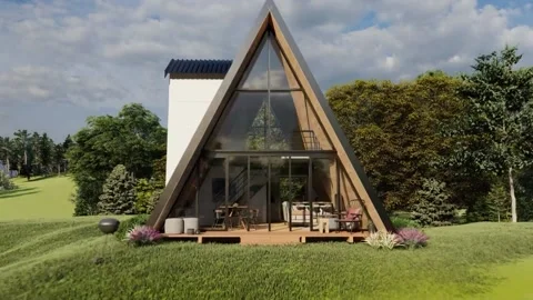A frame shape duplex house architecture ... | Stock Video | Pond5