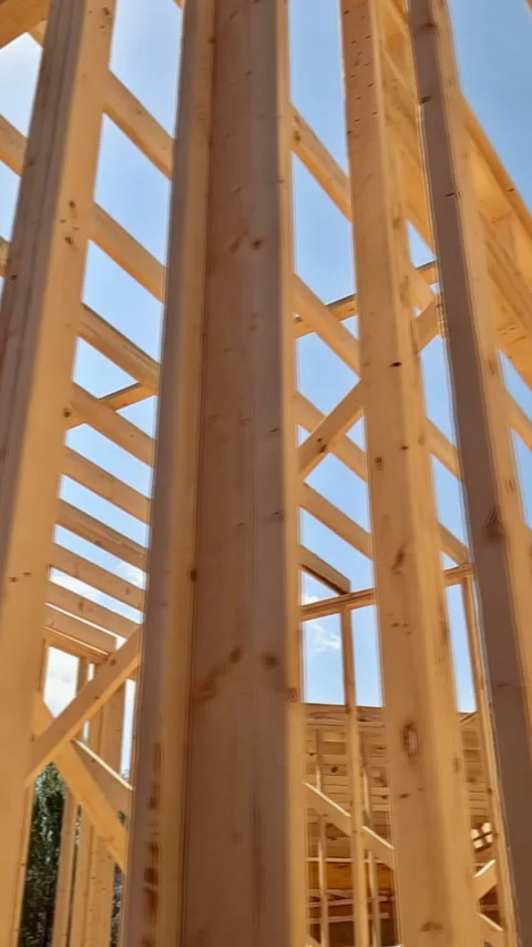 A framing beam supports the layout of th... | Stock Video | Pond5