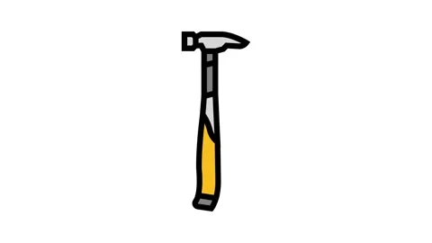 framing hammer tool color icon animation | Stock Video | Pond5