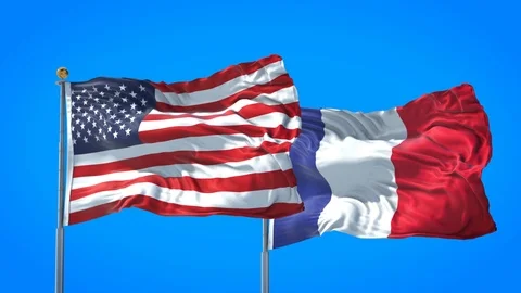 France and United States flag waving in ... | Stock Video | Pond5