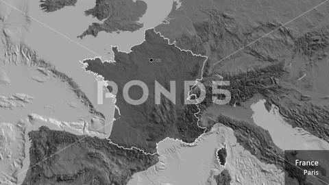 France border shape overlay. Outlined. Bilevel. Labels Illustration ...