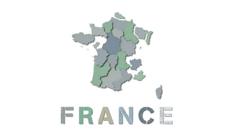 France map with paper regions. Animated ... | Stock Video | Pond5