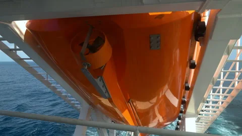 Free fall boat. Screw and keel of rescue... | Stock Video | Pond5