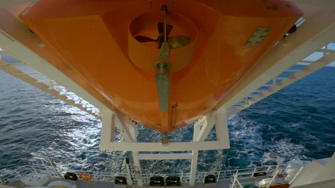 Free fall lifeboat. Propeller of rescue ... | Stock Video | Pond5