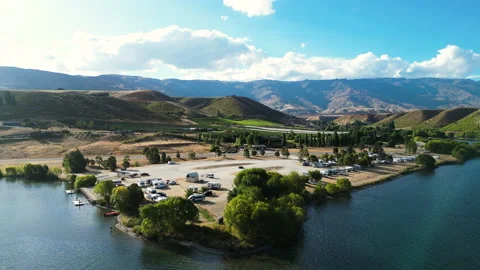 Freedom campground at Lowburn Harbour in... | Stock Video | Pond5