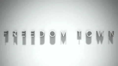 freedom town 3D title animation white te... | Stock Video | Pond5