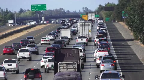 freeway morning traffic, back view conge... | Stock Video | Pond5