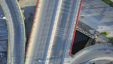 Freeway at multi-level intersection of M... | Stock Video | Pond5