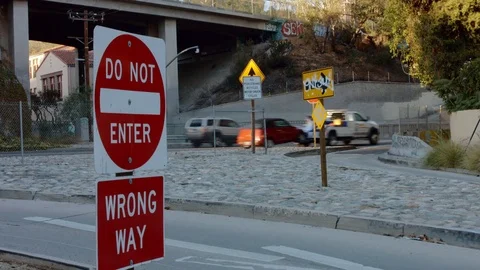Freeway On Ramp Signs Stock Footage ~ Royalty Free Stock Videos | Pond5