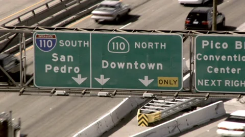 Freeway signs Los Angeles California | Stock Video | Pond5