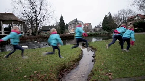 freeze Frame Effect girl running jumping... | Stock Video | Pond5
