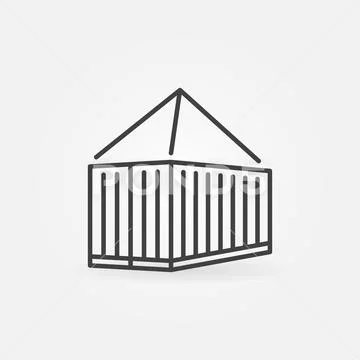 Freight Container vector Intermodal Cargo concept outline icon ~ Clip ...