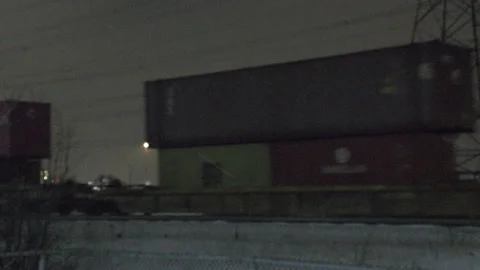Cargo Train Night Stock Video Footage | Royalty Free Cargo Train Night ...
