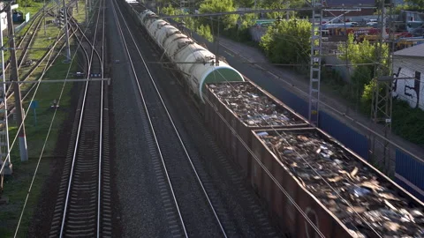 Freight train carries cargo. View of the... | Stock Video | Pond5