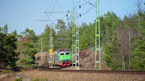 Freight Trains With Electric Powered Loc... | Stock Video | Pond5