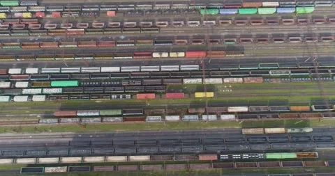 freight trains top down view. A lot of f... | Stock Video | Pond5