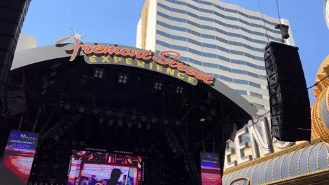 Fremont Street Experience sign on stage ... | Stock Video | Pond5