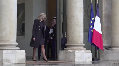 French first lady Brigitte Macron meets ... | Stock Video | Pond5