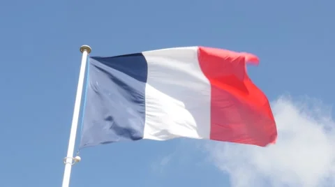 French flag on the wind waving 4K 3840X... | Stock Video | Pond5