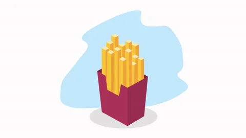 french fries fast food animation | Stock Video | Pond5