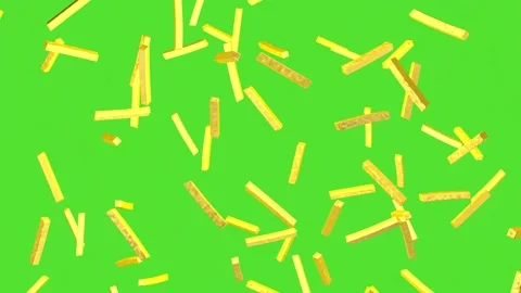 French fries raining down on a green scr... | Stock Video | Pond5
